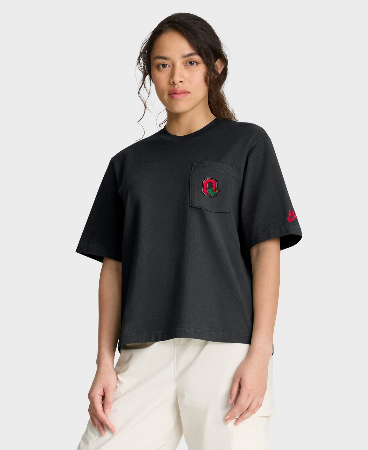 Click here for Nike Womens Ohio State Buckeyes Boxy Pocket T-Shir... prices