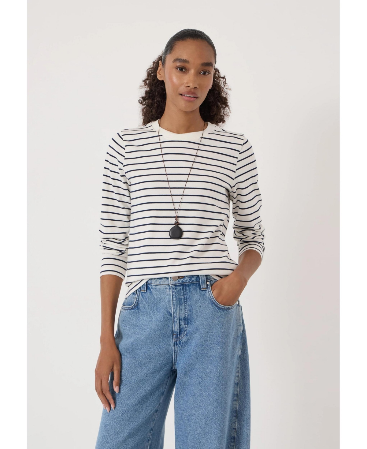 Click here for Hush Womens Mia Stripe Slim Long Sleeve Top - Navy prices