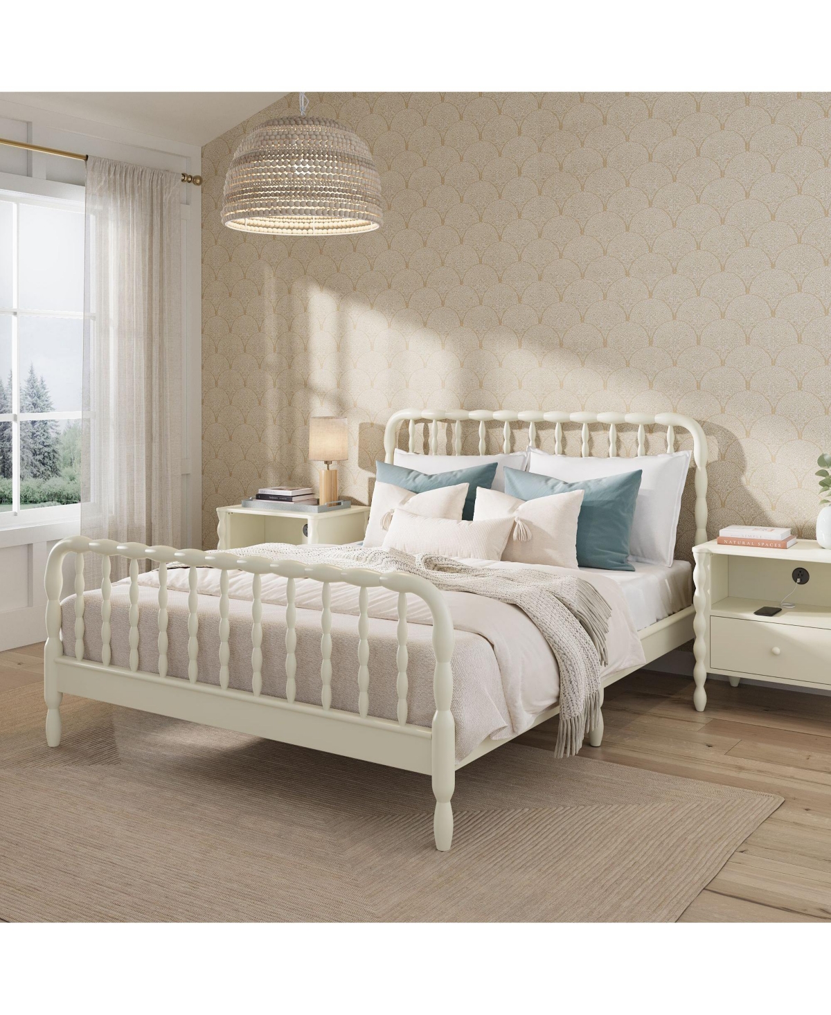 Click here for Plank+Beam Jenny Lind Queen Bed - Linen white prices