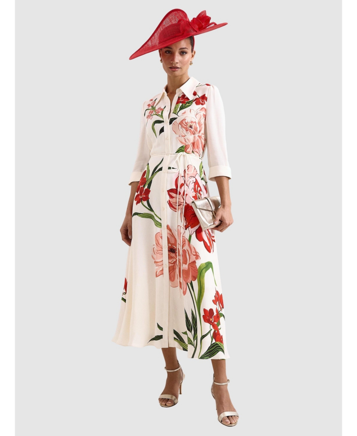 Click here for Phase Eight Womens Anabella Floral Midi Collared D... prices