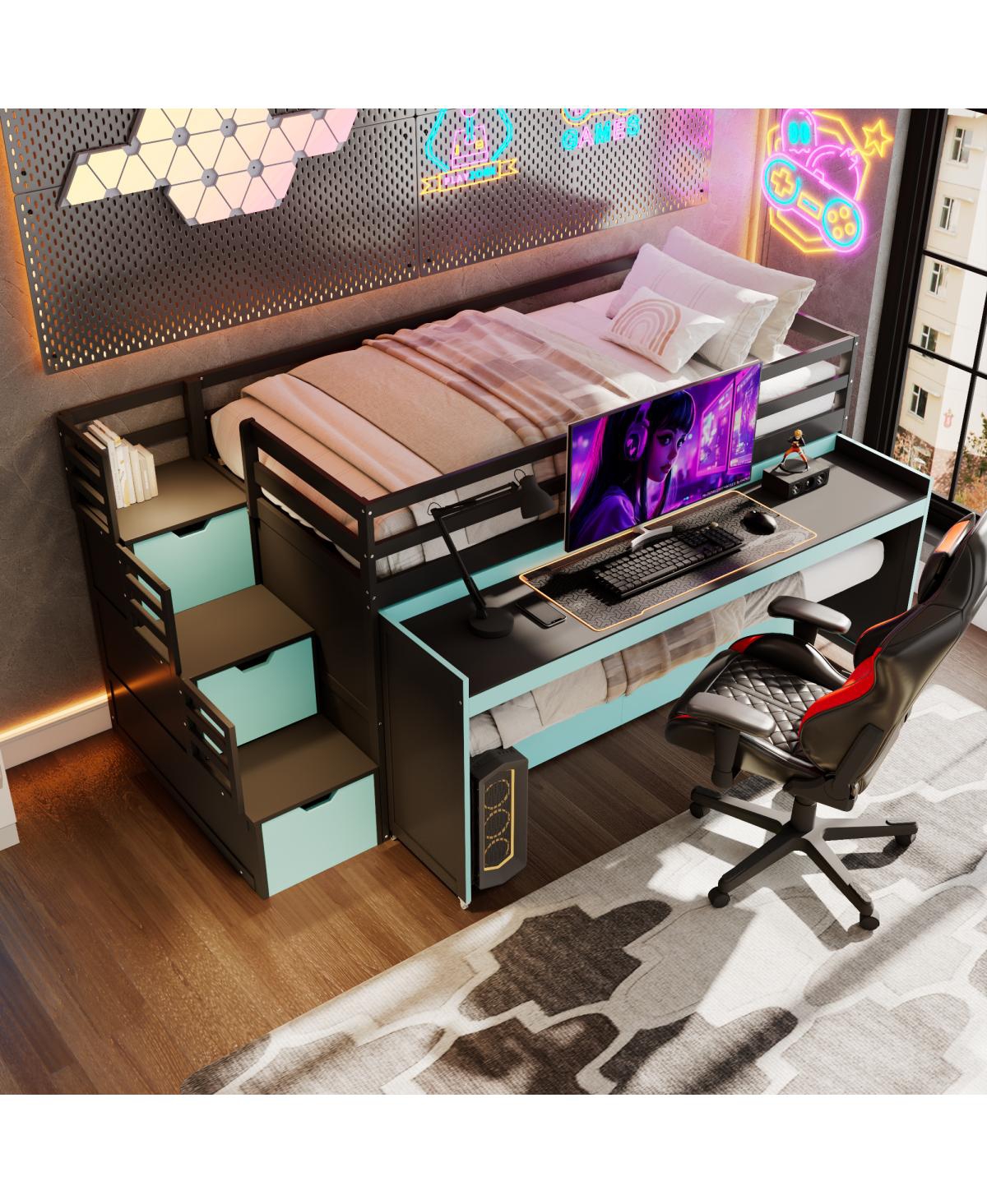 Click here for Streamdale Furniture Loft Bed with Desk  Trundle... prices