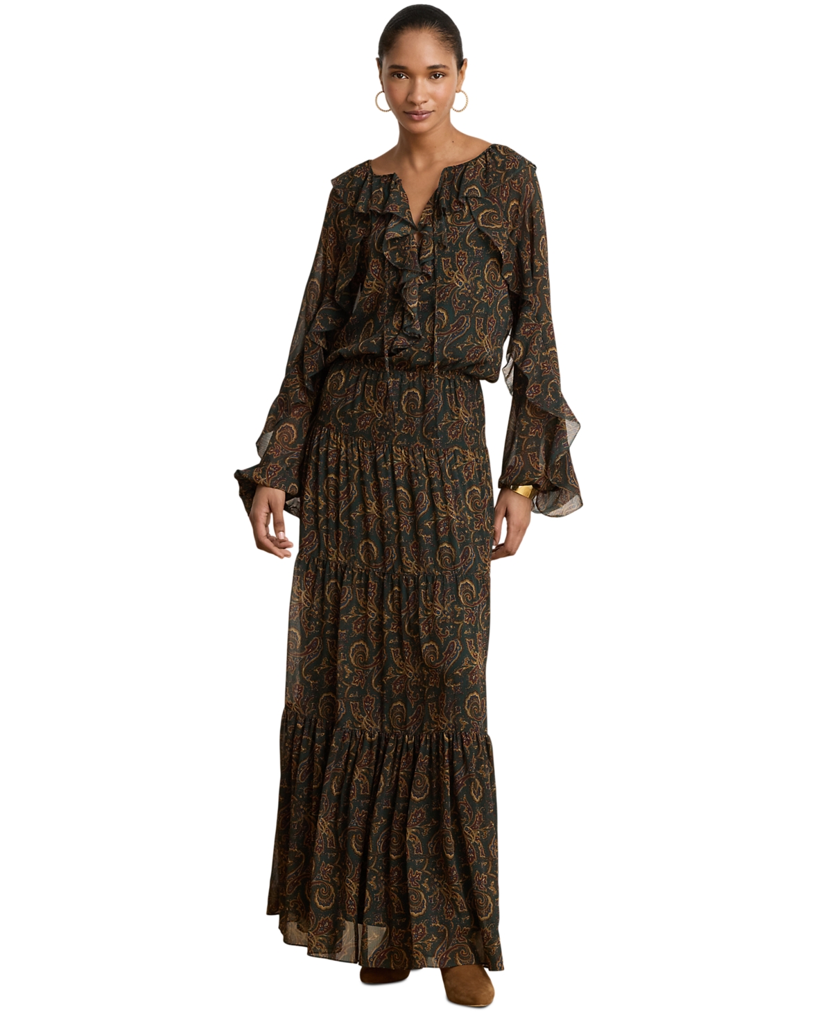 Click here for Lauren Ralph Lauren Petite Ruffle Paisley-Print Ti... prices