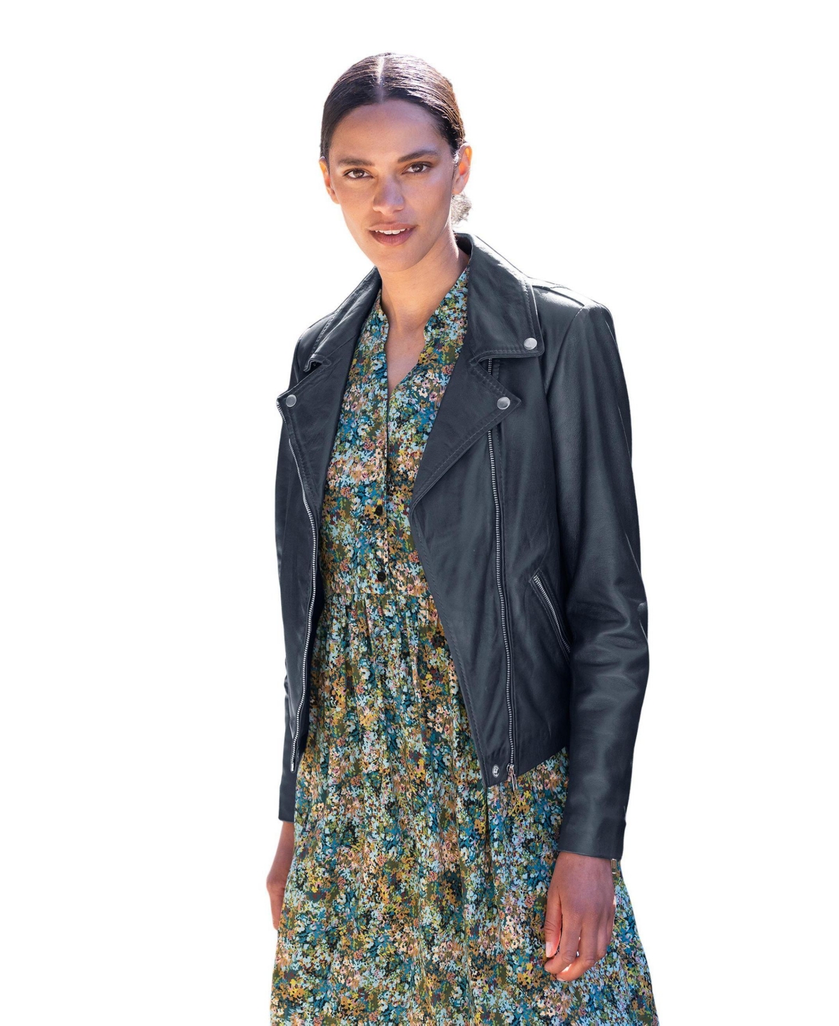 Click here for Celtic & Co. Womens Leather Biker Jacket - Indigo prices