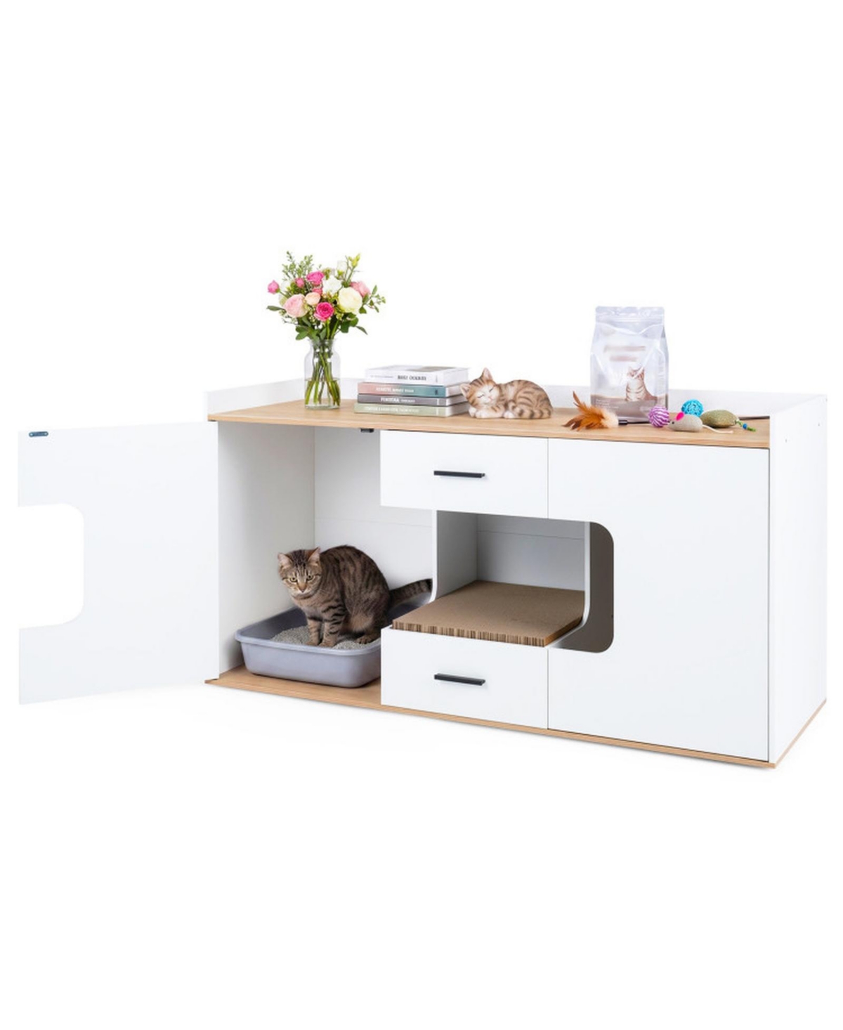 Click here for Hongge 55 in Wooden Hidden Cat Litter Box Cabinet... prices