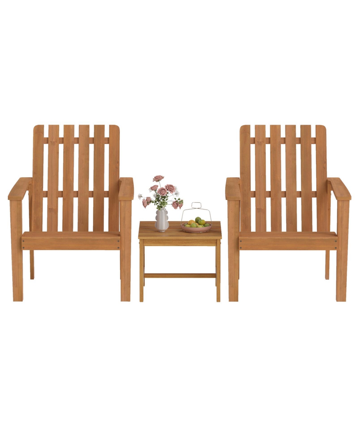 Click here for Gymax Adirondack Chair Set of 2 with Side Table Bu... prices