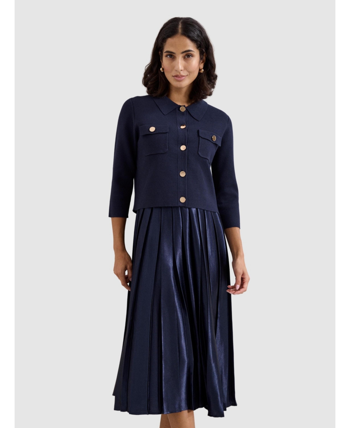 Click here for Phase Eight Womens Penny Knit Midi Dress - Navy prices
