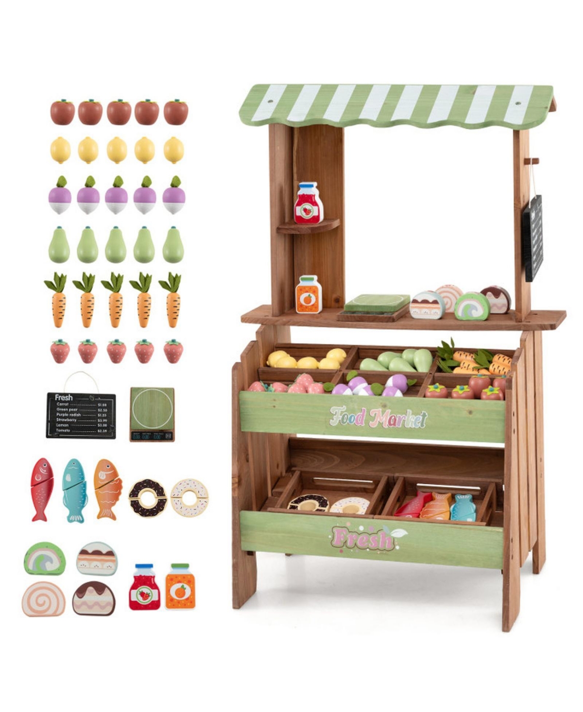 Click here for Hongge Wooden Kids Grocery Store Playset with Chal... prices