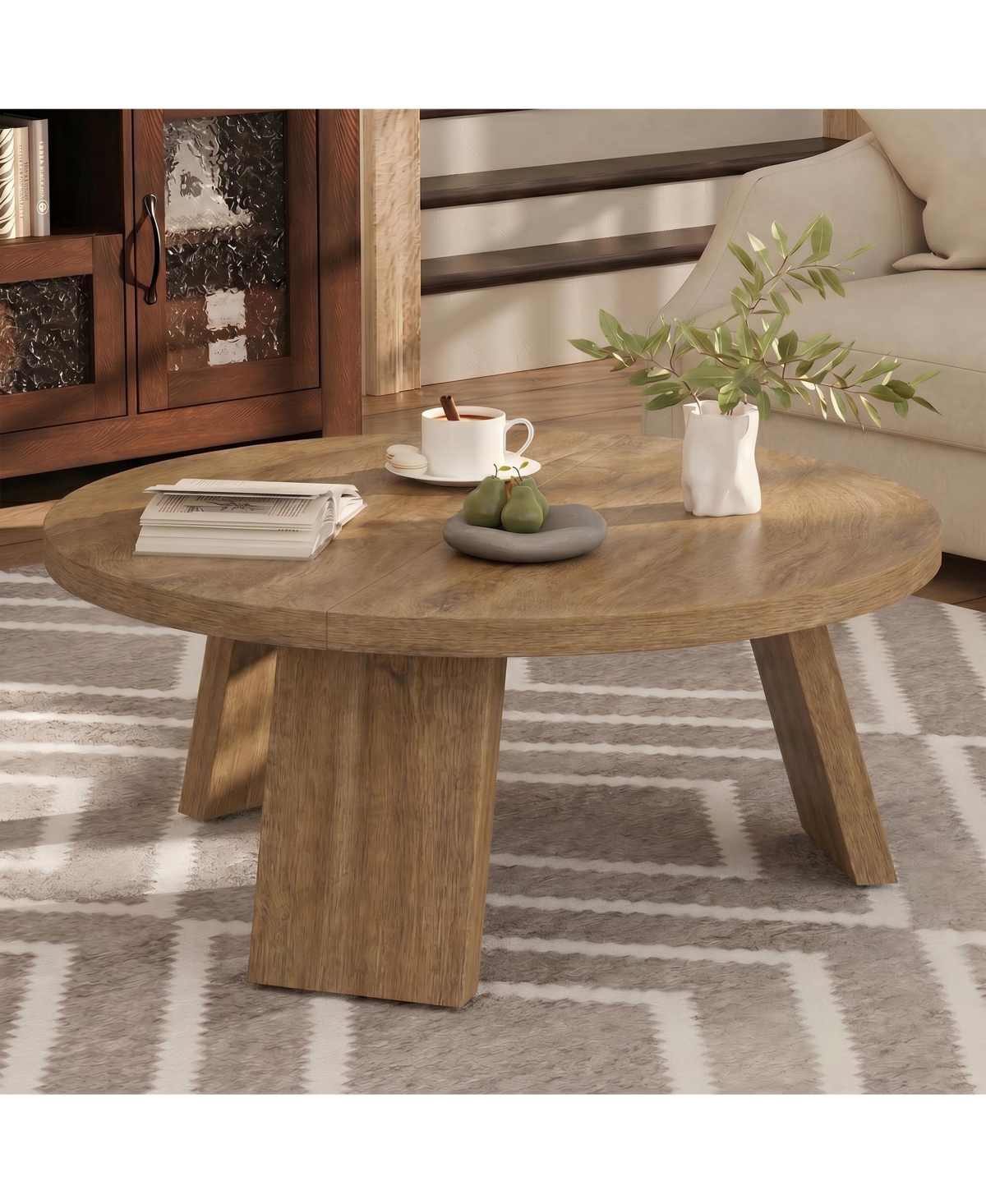 Click here for homfan Round Coffee Table 33.5 Inch Mid Century Wo... prices