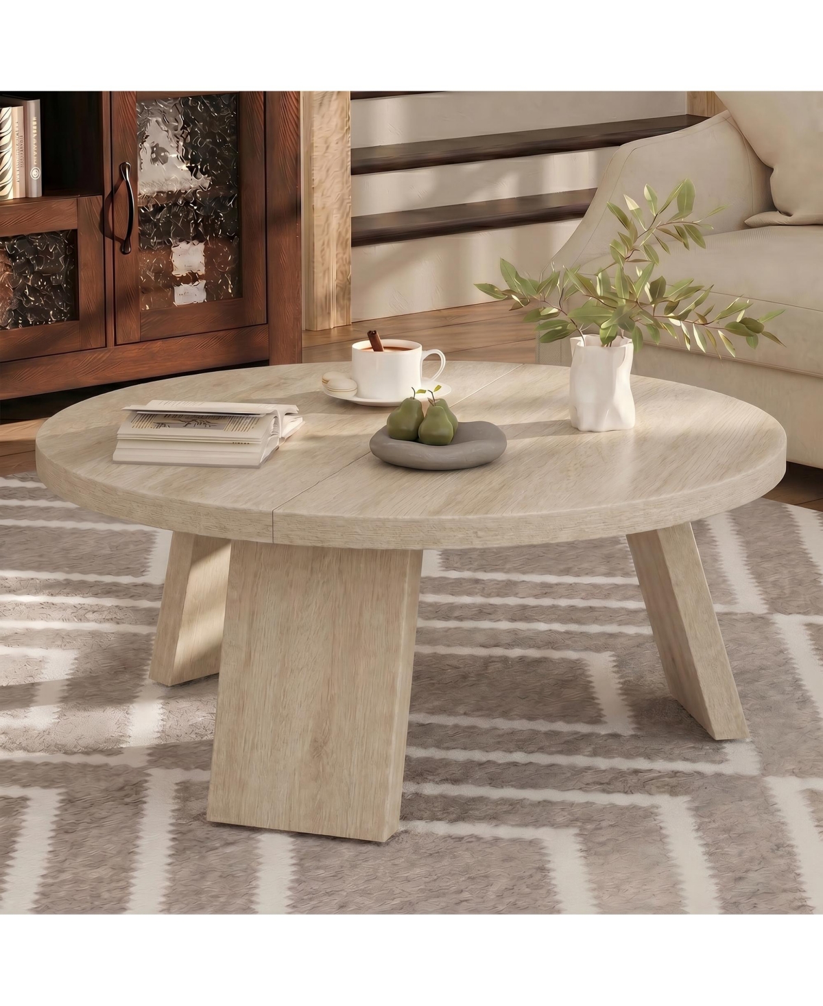 Click here for homfan Round Coffee Table 33.5 Inch Mid Century Wo... prices