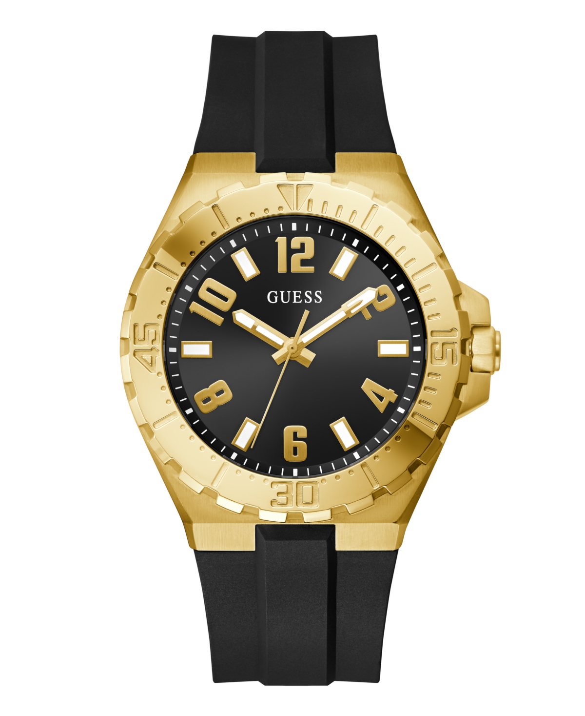 Click here for Guess Mens Quartz Black Silicone Watch 44mm - Blac... prices