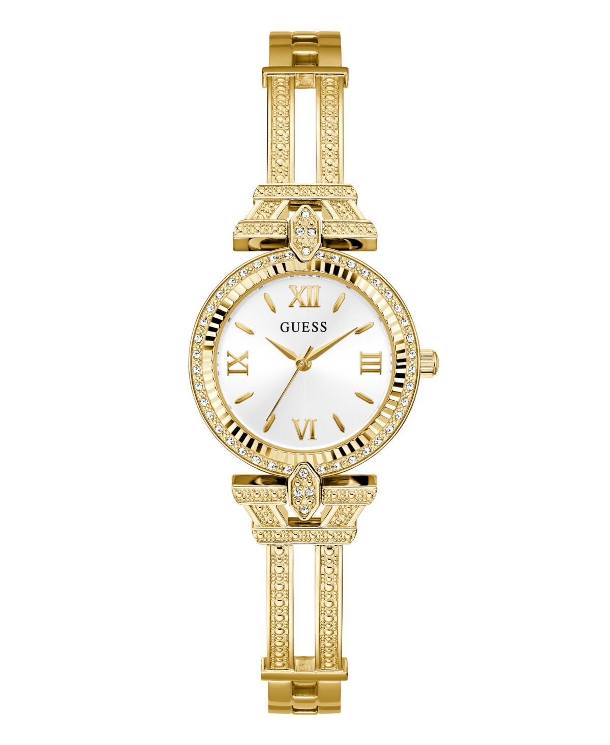 Click here for Guess Womens Quartz Gold-Tone Stainless Steel Watc... prices