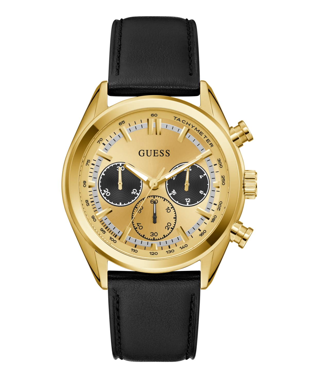Click here for Guess Mens Quartz Black Genuine Leather Watch 44mm... prices