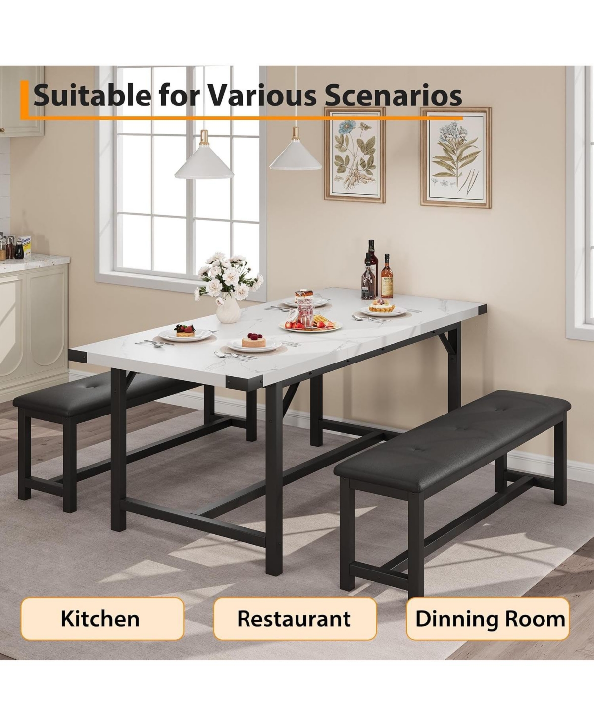 Click here for homfan 3-Piece Dining Set for 4-6 â Extendable T... prices