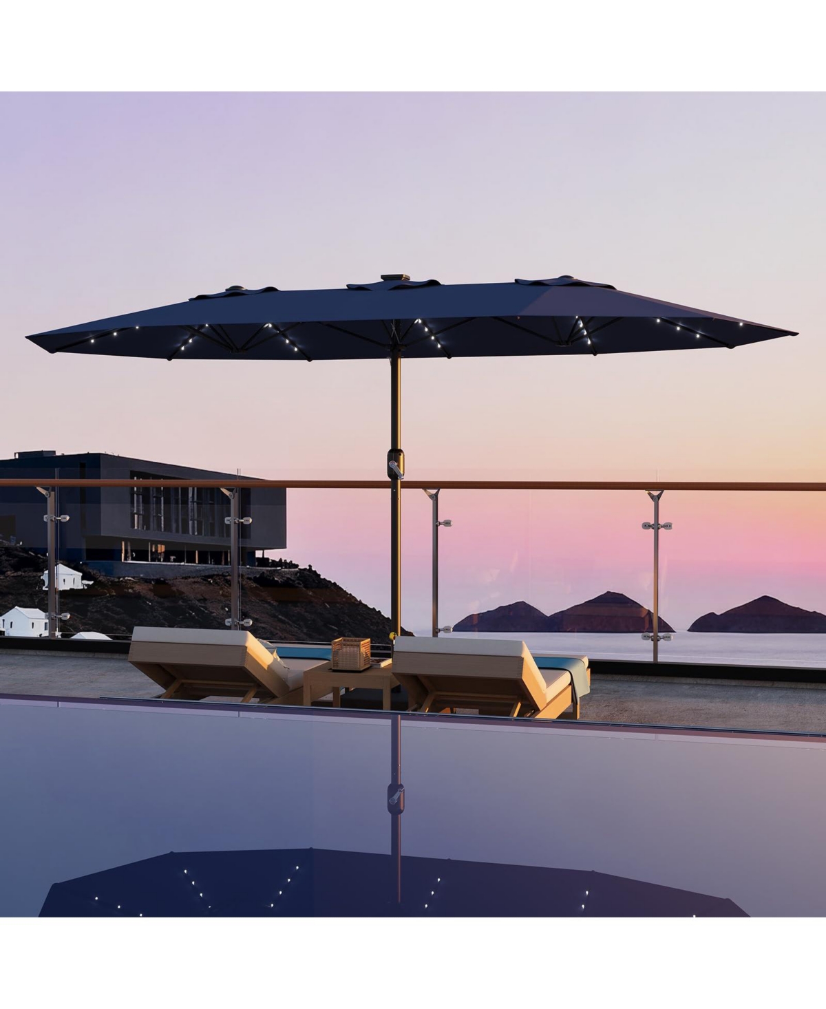 Click here for homfan 15 Patio Umbrella with Base Included  Solar... prices