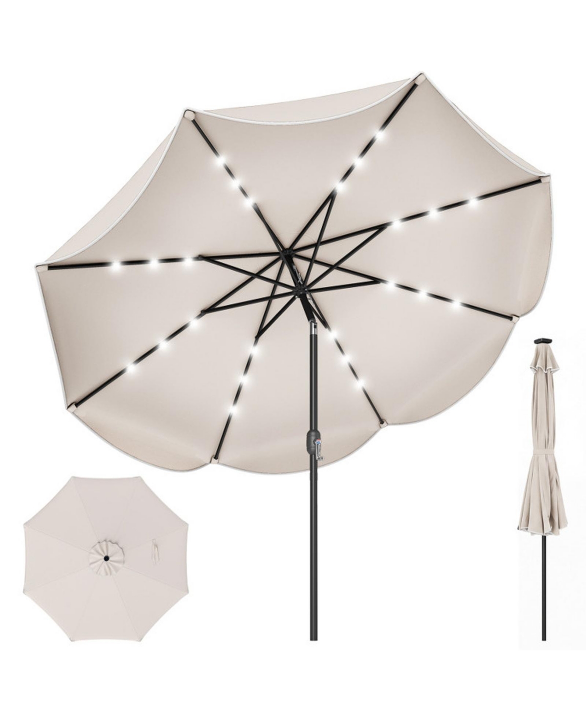 Click here for Gouun 9 Feet Scalloped Solar Market Table Umbrella... prices