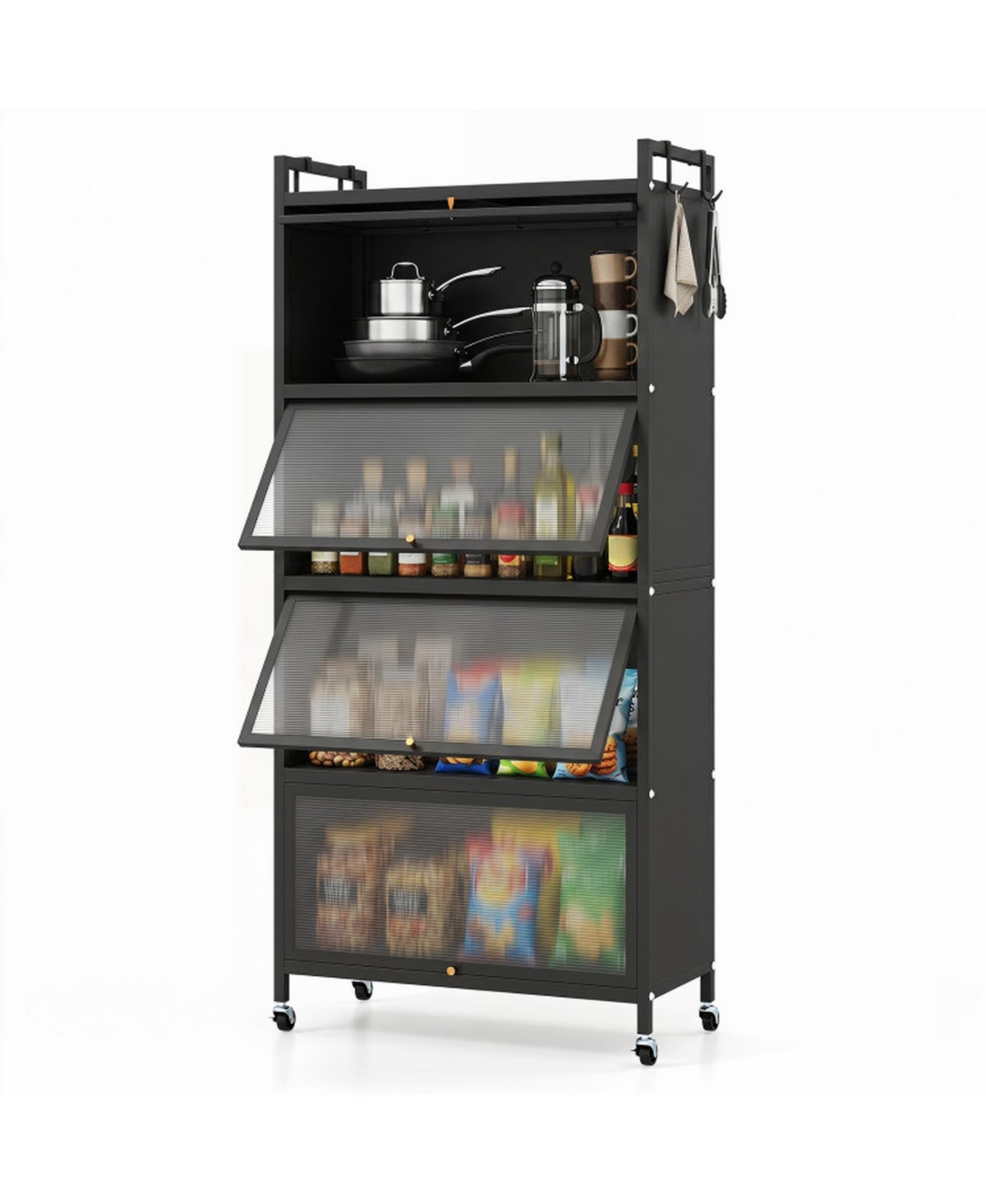 Click here for Sugift 5-Tier Kitchen Storage Cabinet with 4 Flip-... prices