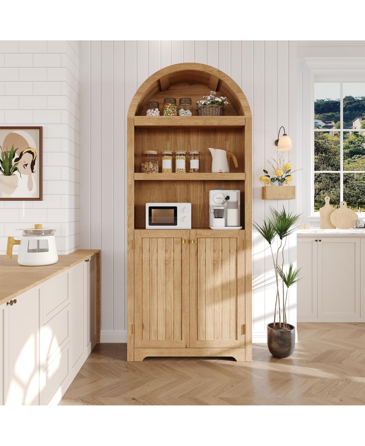 Click here for homfan 72 Inch Tall Arched Pantry Cabinet  5-Tier... prices