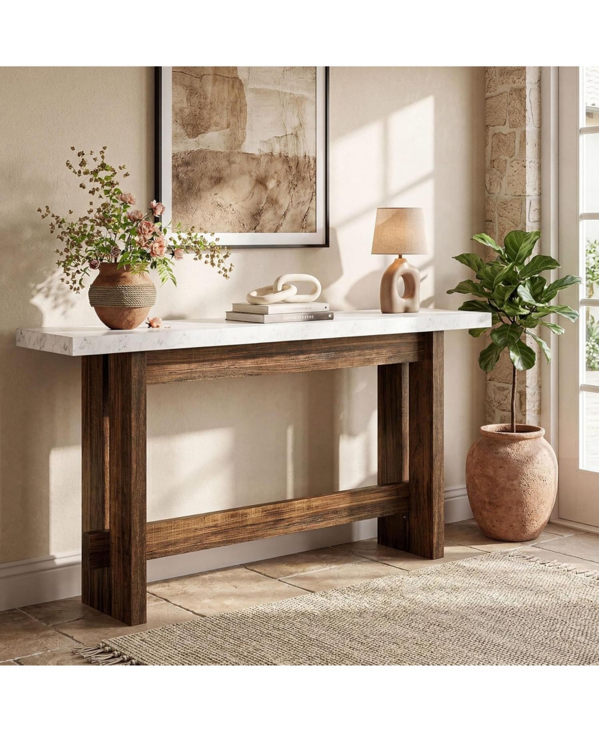 Click here for Tribesigns 63Wood Console Table Farmhouse Entryway... prices