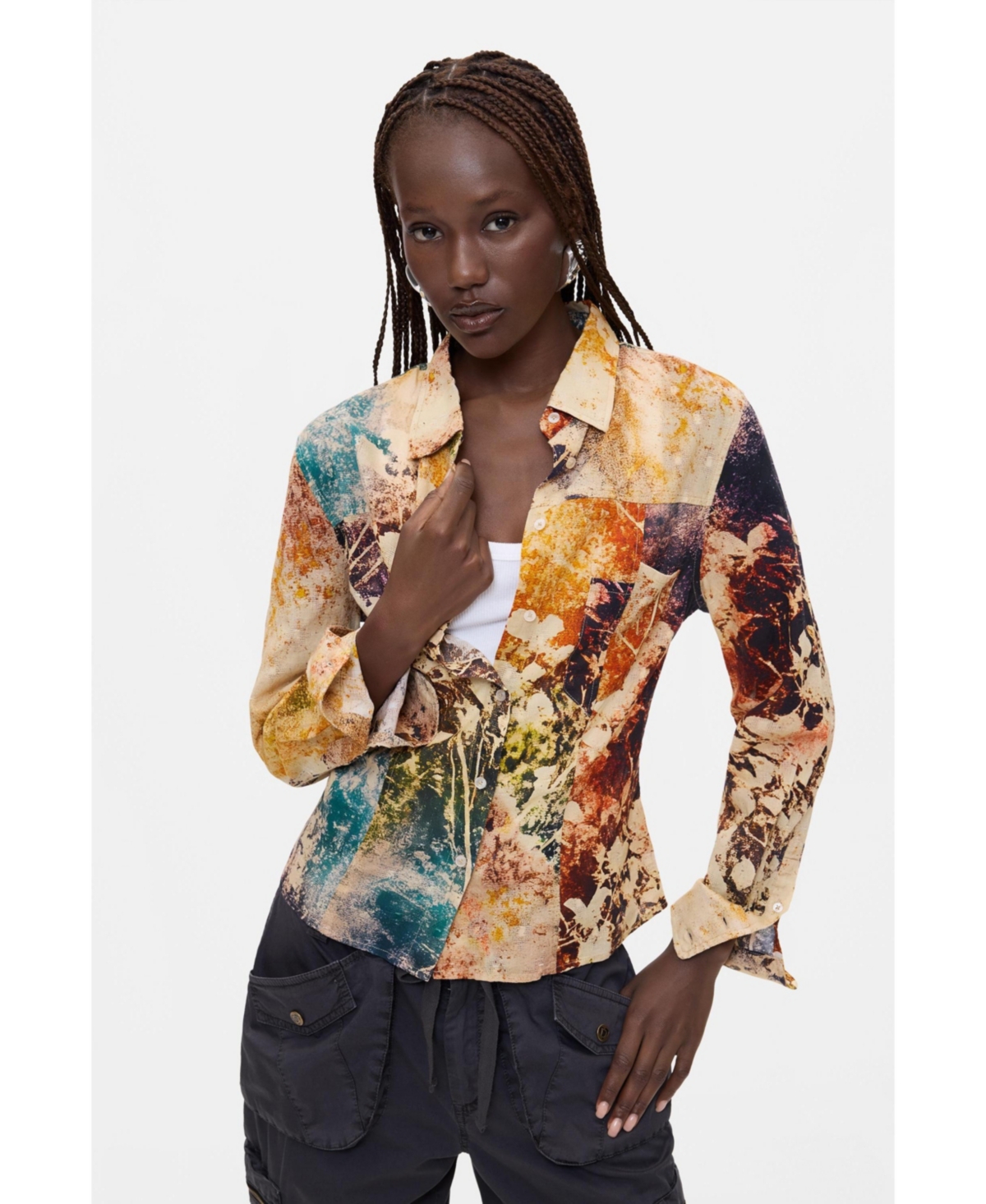 Click here for Desigual Womens Printed shirt - Navy blue prices