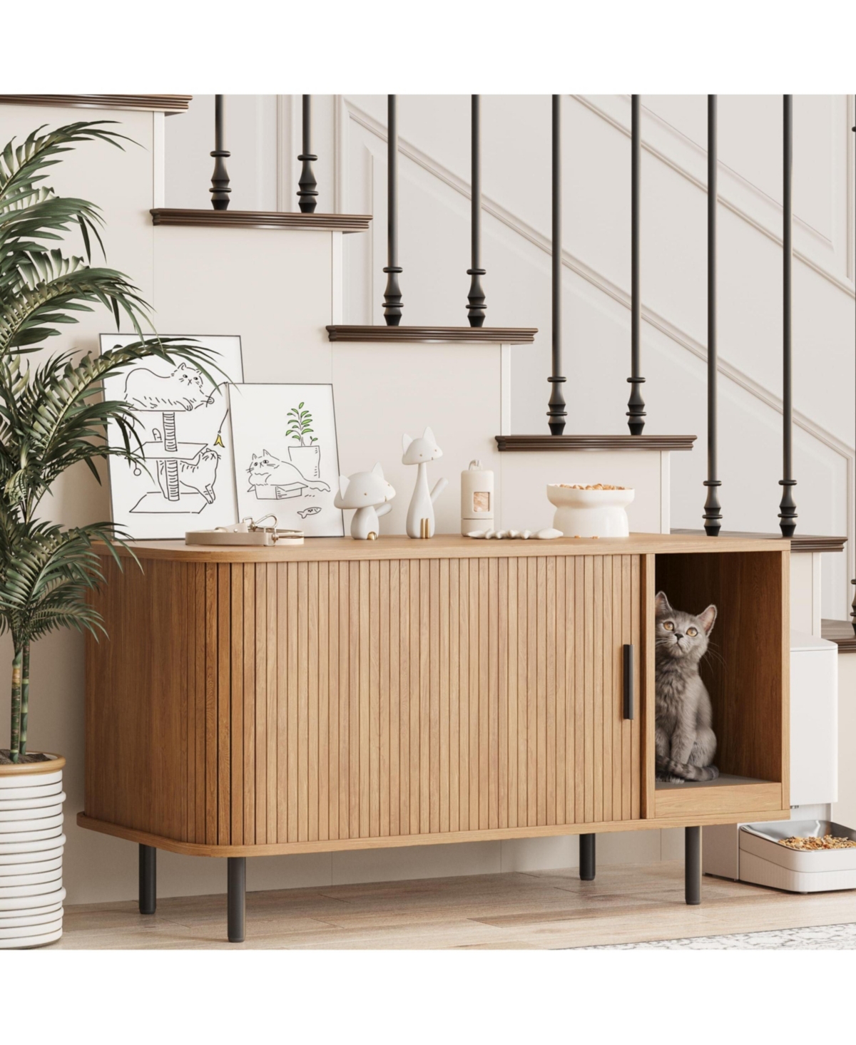 Click here for Vabches Cat Litter Box Enclosure with Cat Scratch... prices