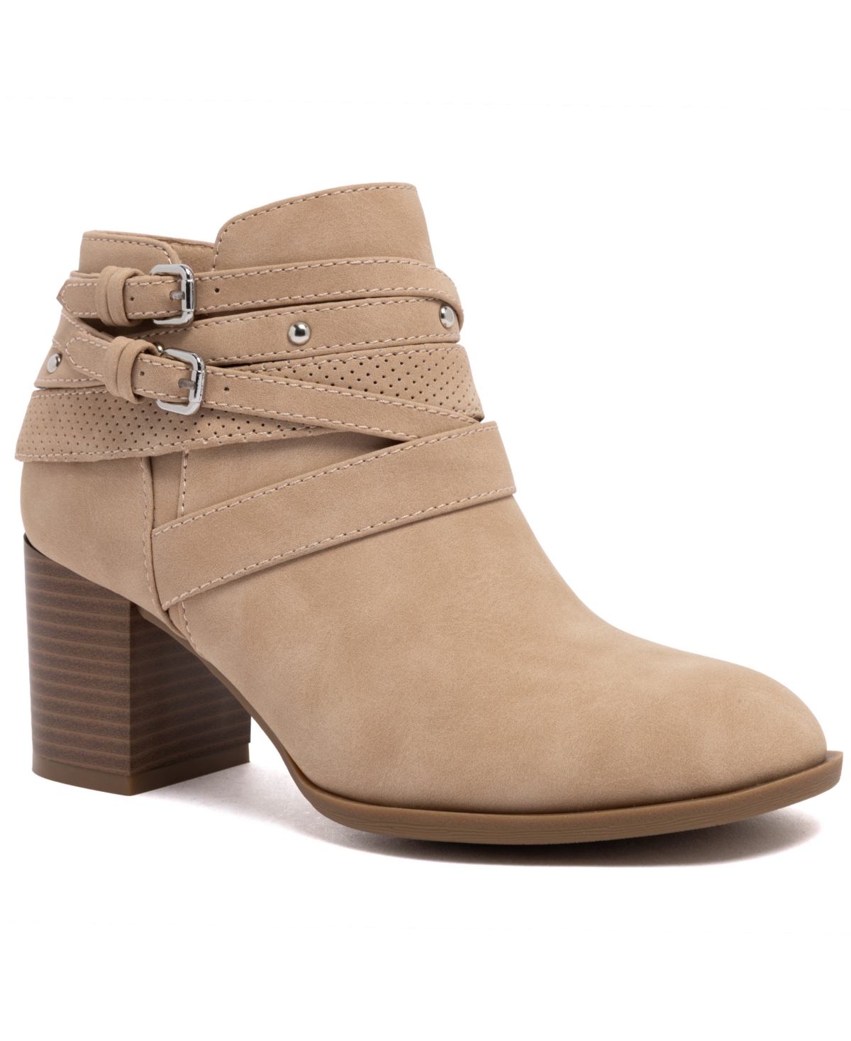Click here for Sugar Womens Cayman Stacked-Heel Zip Booties - Nat... prices