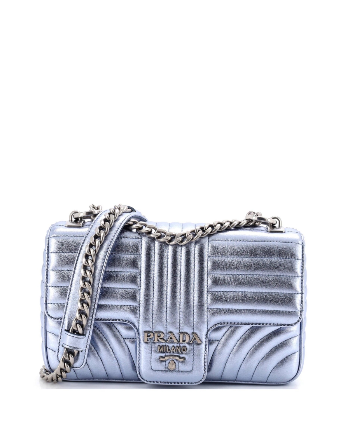 Click here for Pre-Owned Prada Medium Chain Flap Shoulder Bag Dia... prices