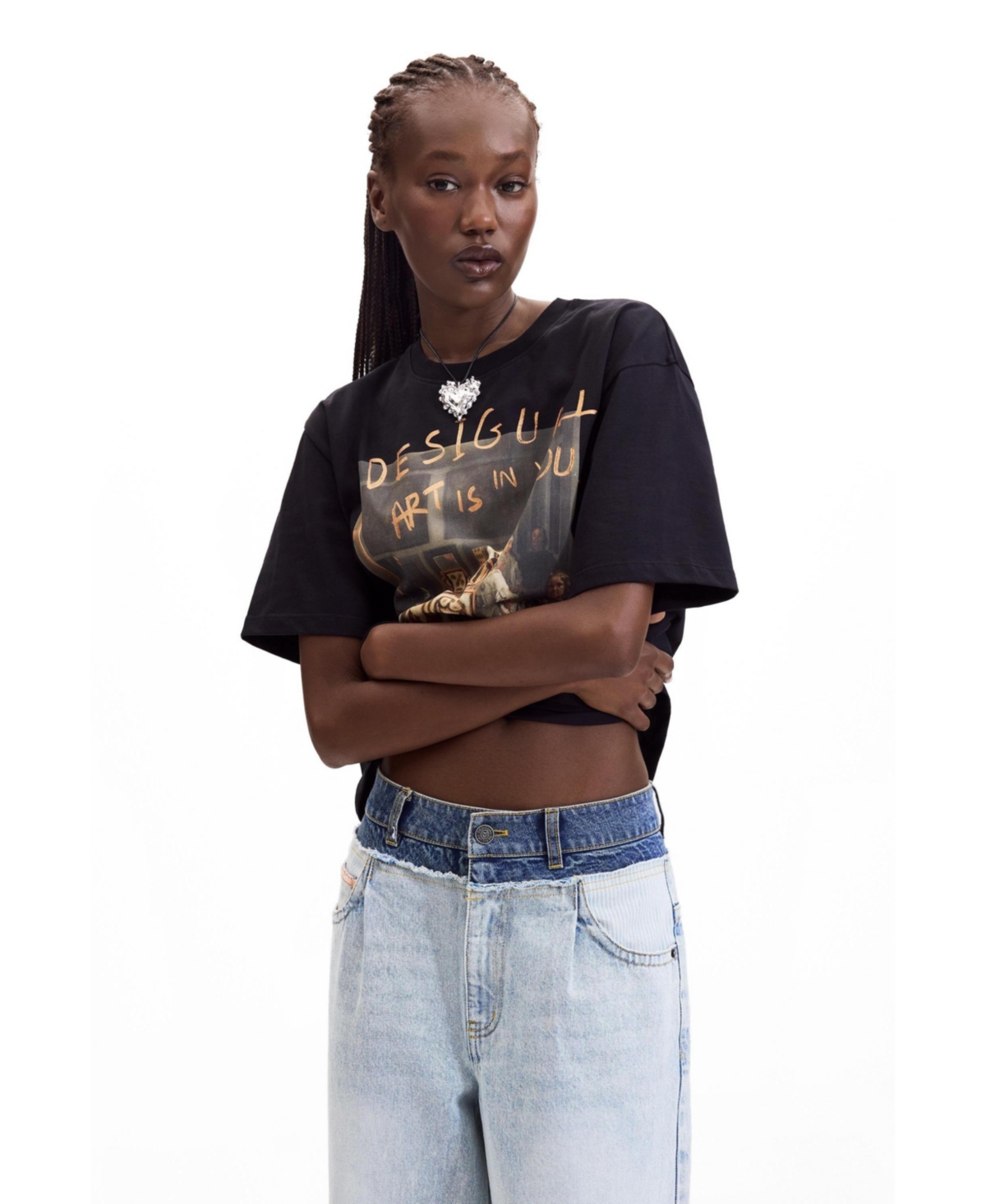 Click here for Desigual Womens Printed T-shirt - Black prices