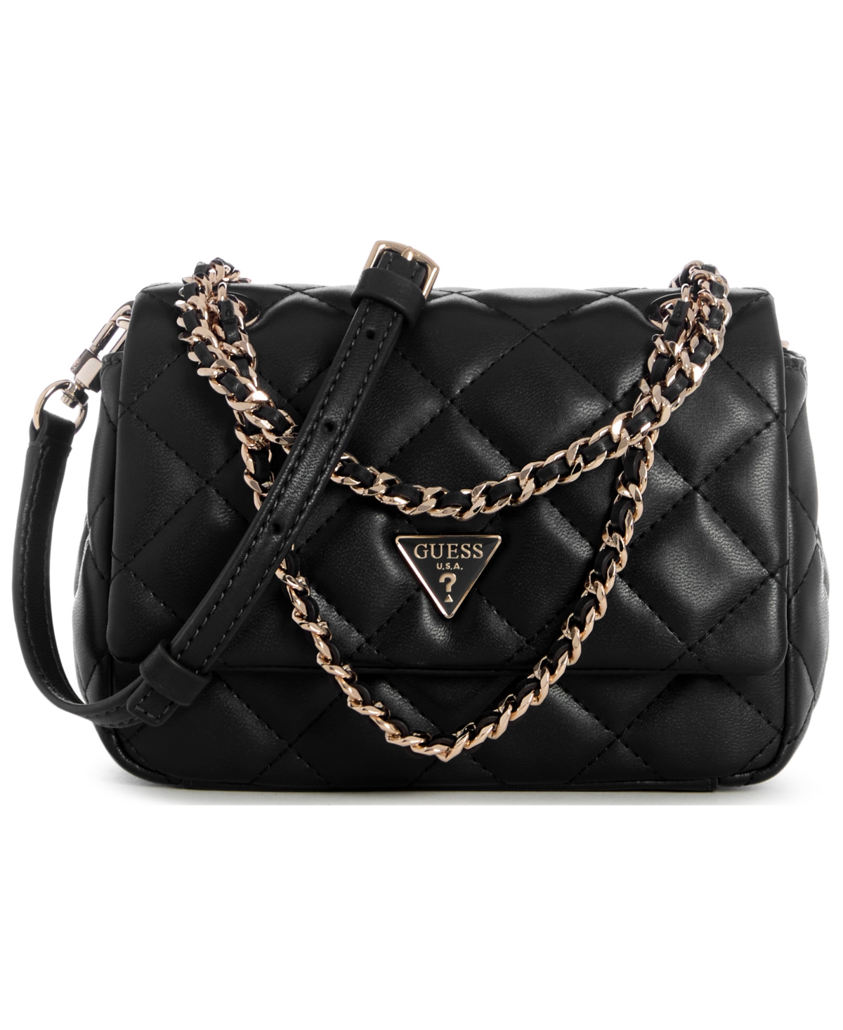 Click here for Guess Juliet Mini Flap Crossbody Handbag - Black prices