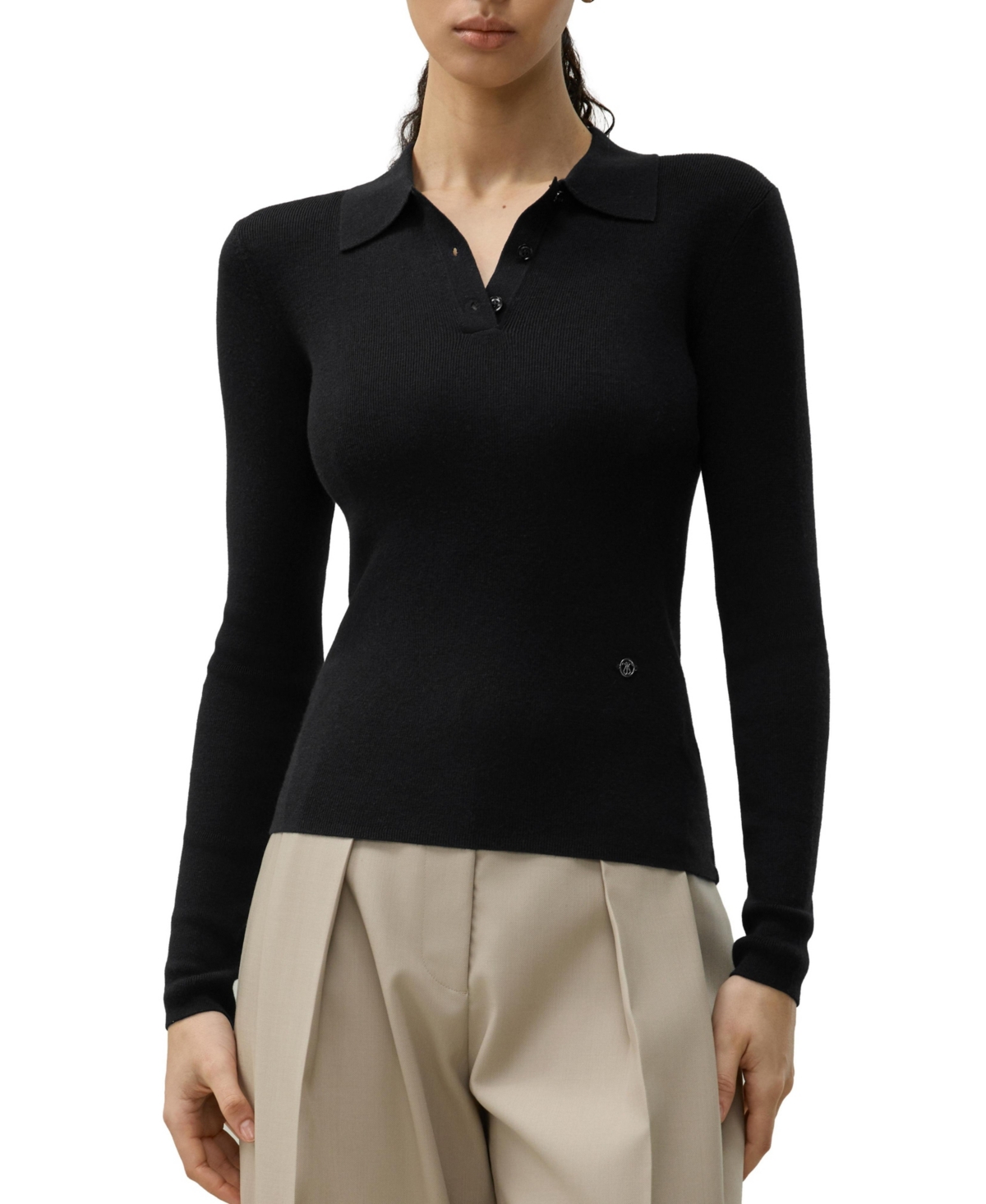 Click here for Lilysilk Womens Silk-Cashmere Polo - Black prices