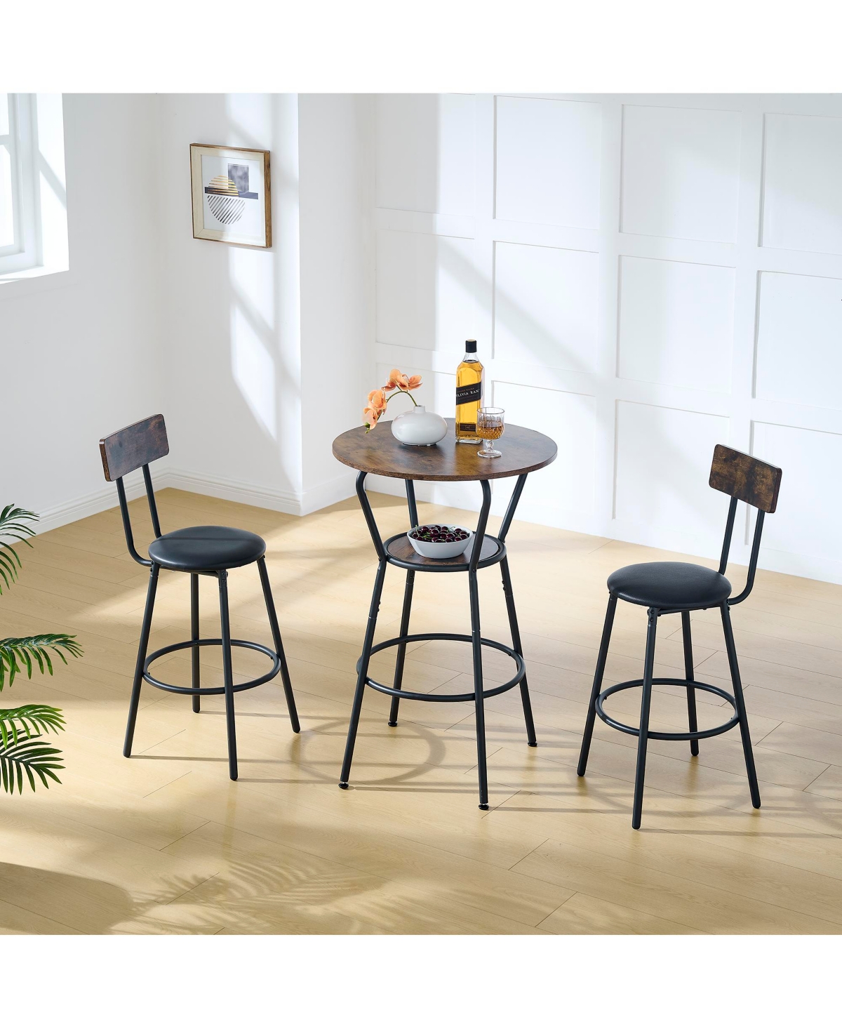 Click here for Flynama Round Bar Table Set with Middle Shelf and... prices