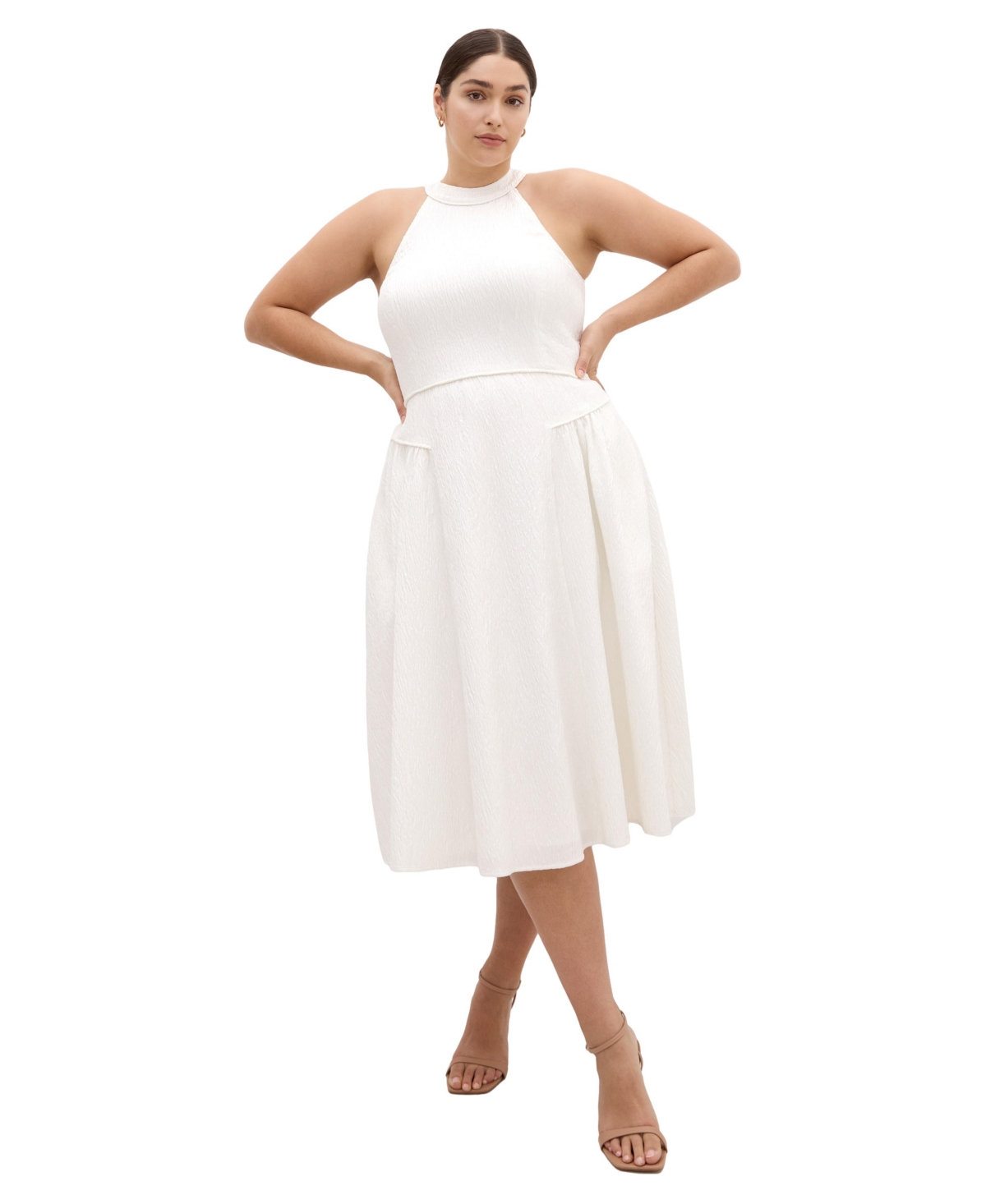 Click here for City Chic Plus Size Halter Jacquard A-Line Midi Dr... prices