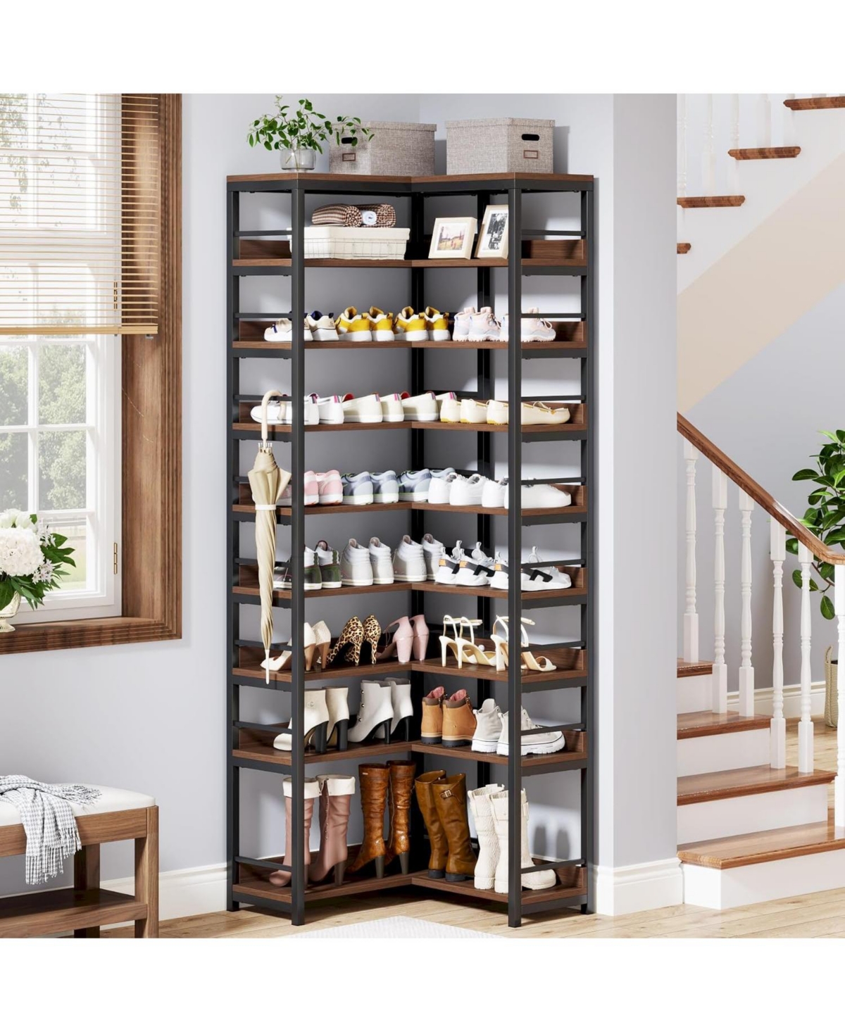 Click here for Tribesigns 9 Tiers Corner Shoe Rack  Tall Vertical... prices