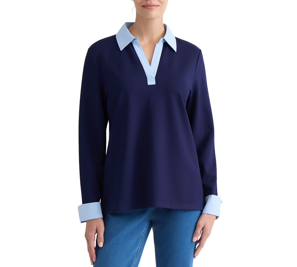 Click here for Jones New York Petite Long-Sleeve Collared V-Neck... prices