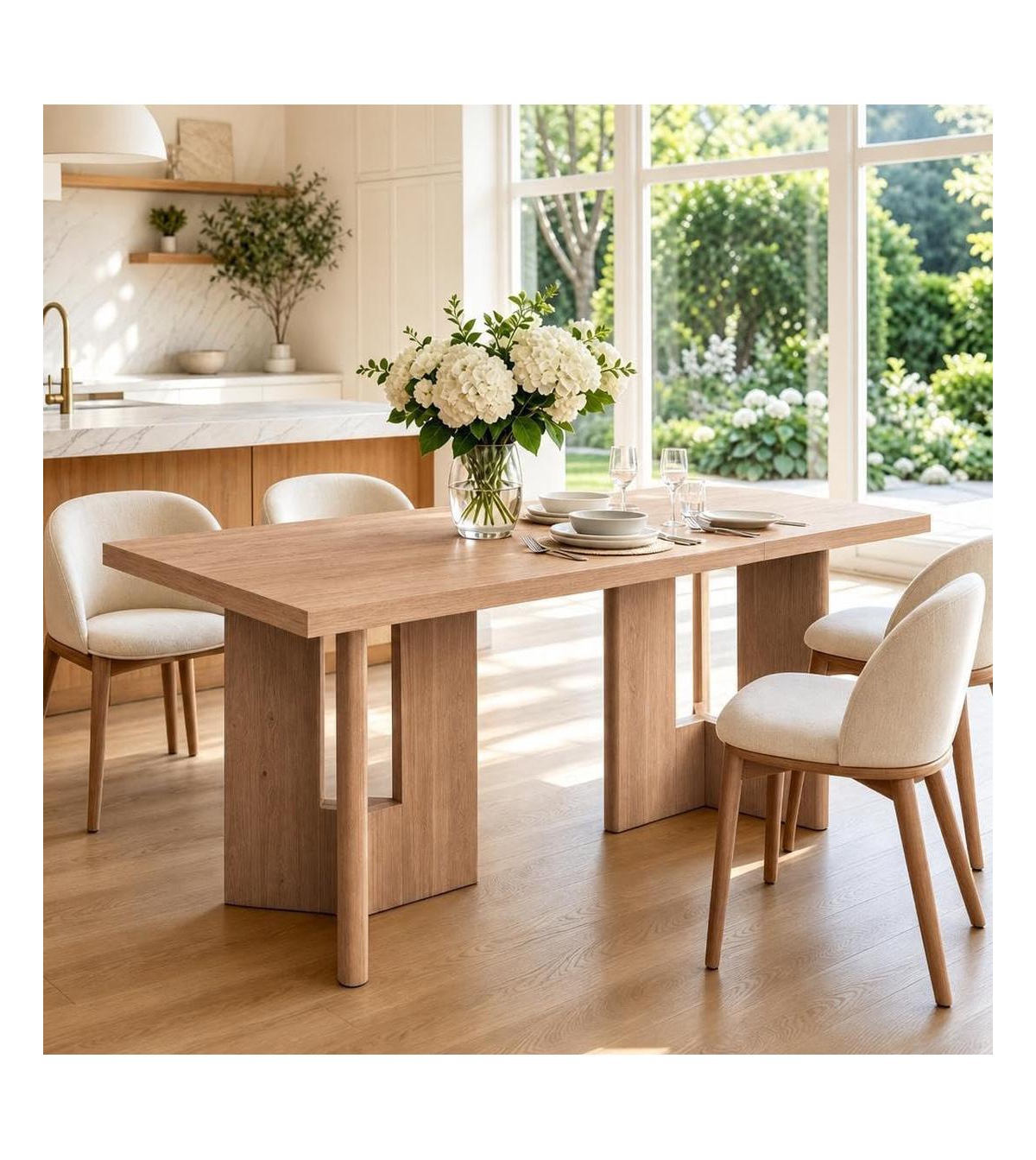Click here for Gaomon 77 Oak Rectangular Dining Table with Panel... prices