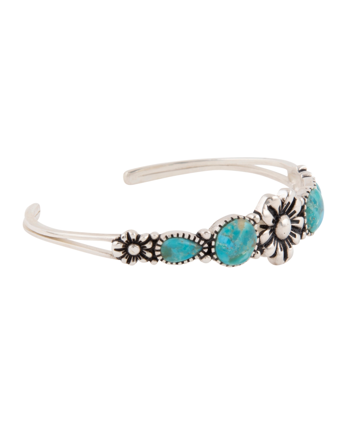 Click here for Barse Floral Blue Turquoise and Silver Cuff Bracel... prices