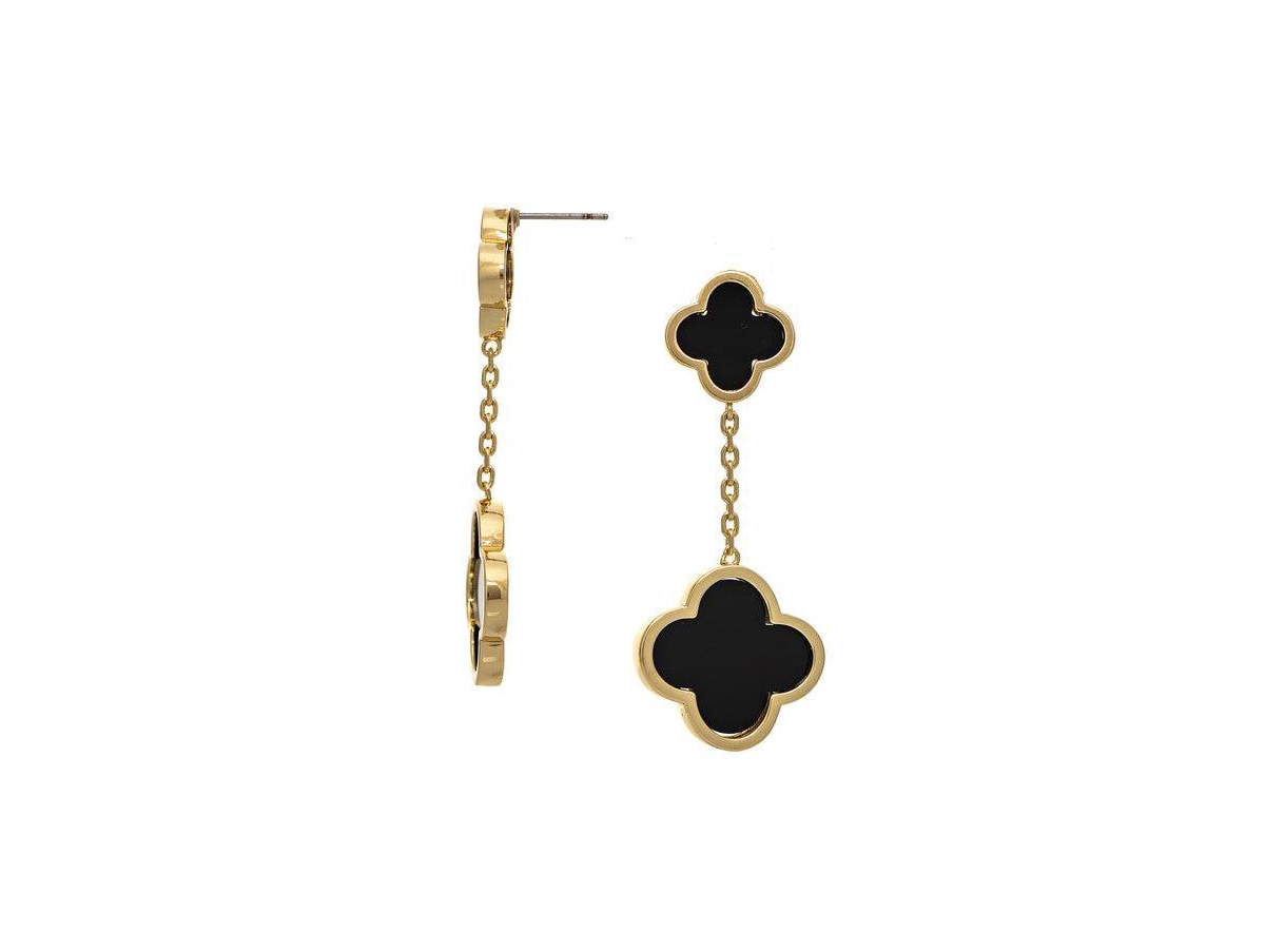 Click here for Rivka Friedman 18K Gold Plated Onyx Flower Double... prices