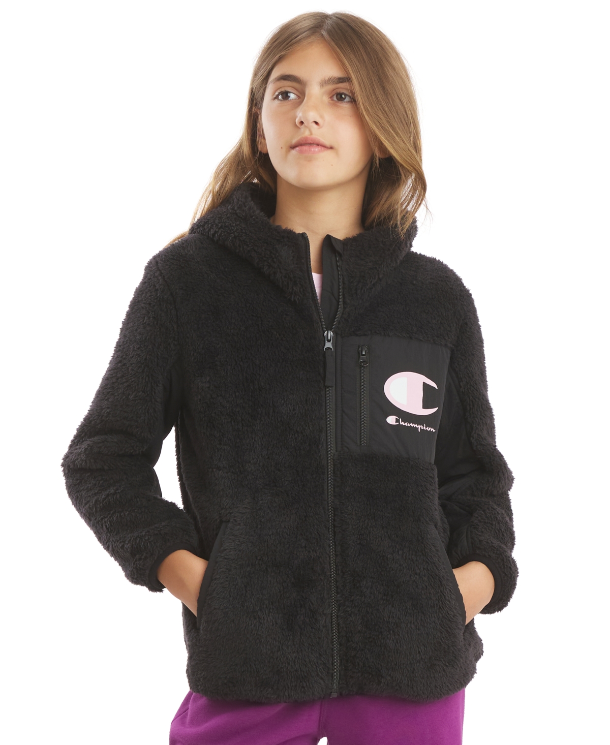 Click here for Champion Girls 4-16 Full-Zip Hooded Sweatshirt - B... prices