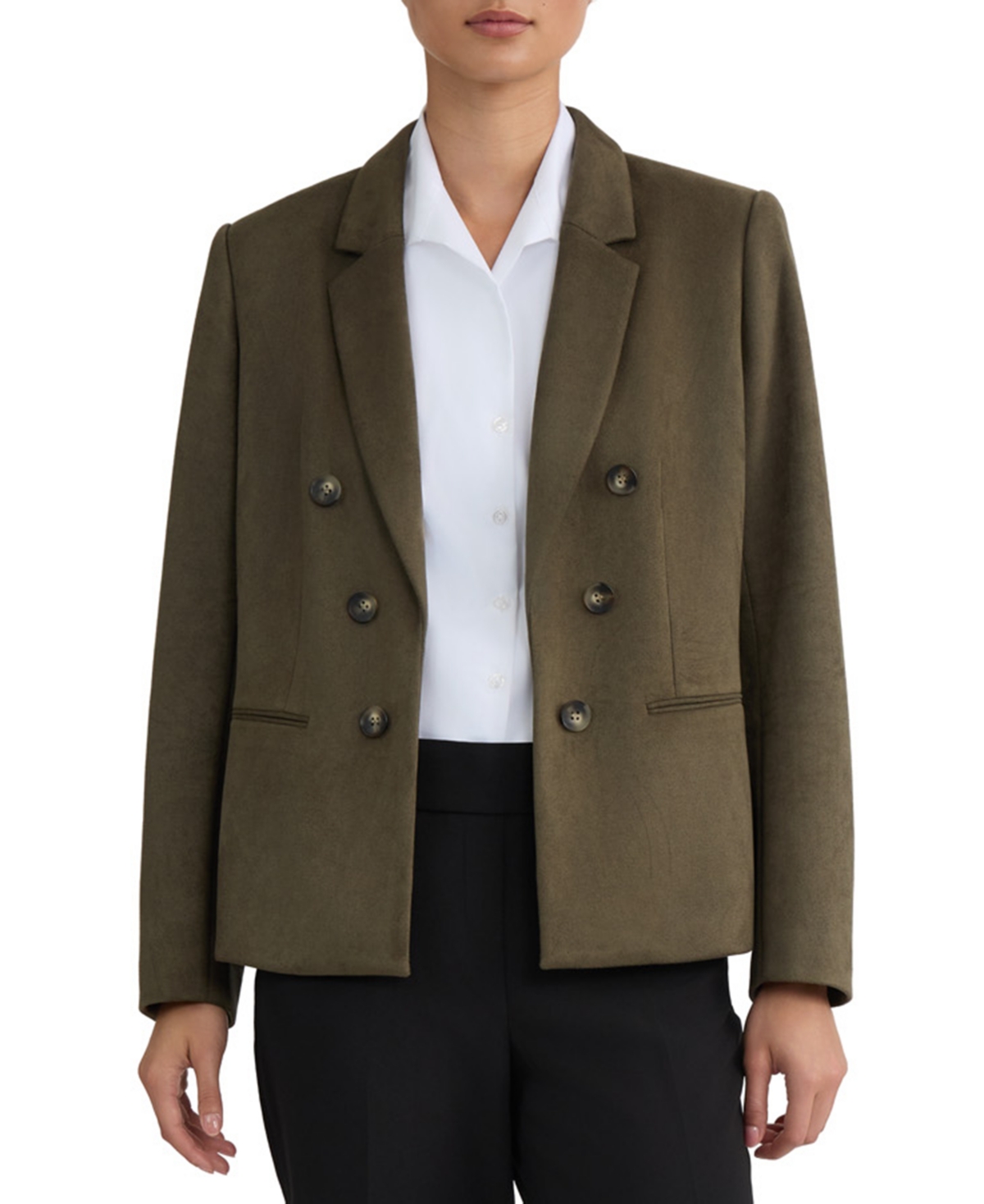 Click here for Jones New York Petite Double-Breasted Notch-Collar... prices