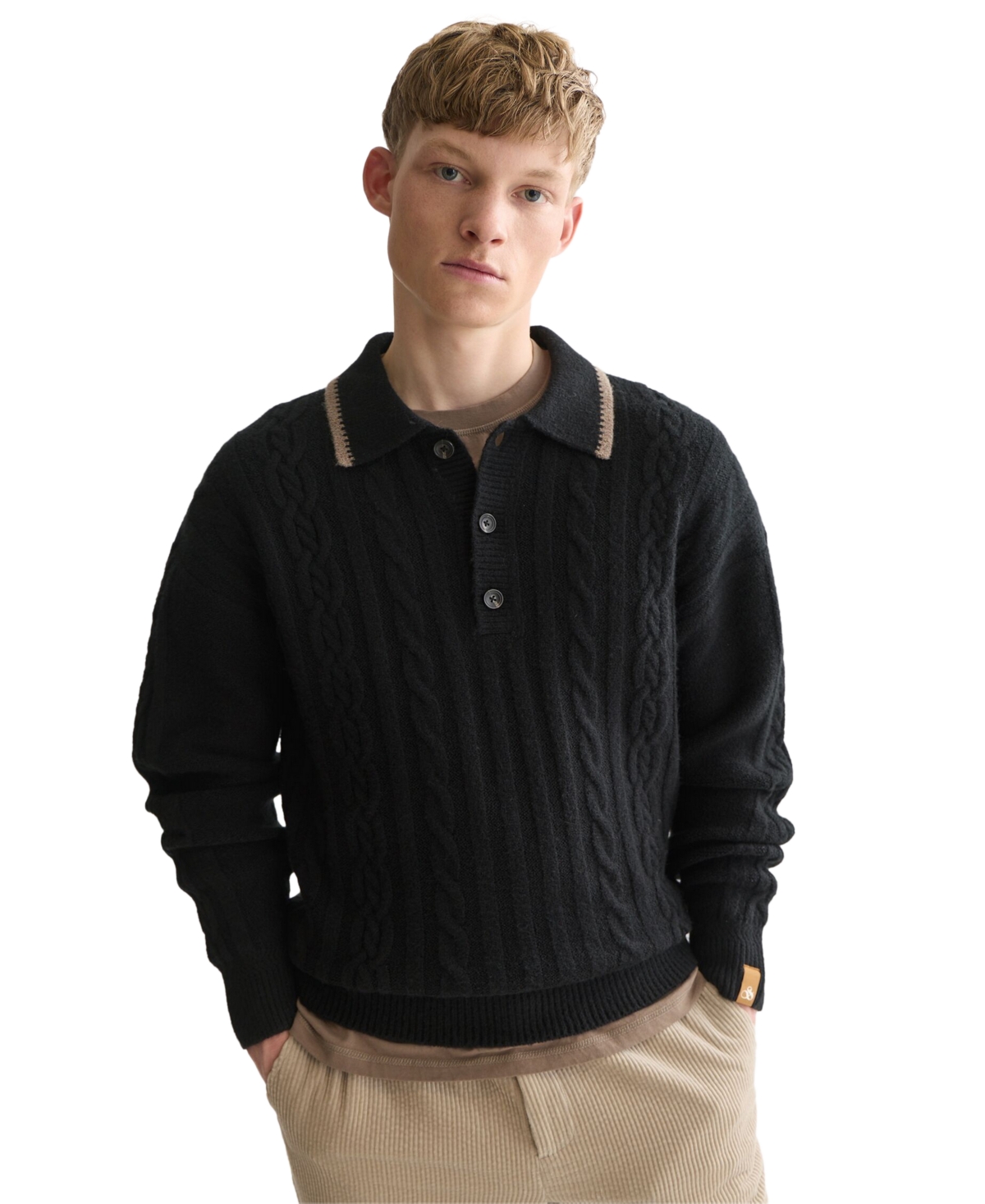 Click here for Scotch&Soda Mens Soft Knit Polo Cable Dropped Shou... prices