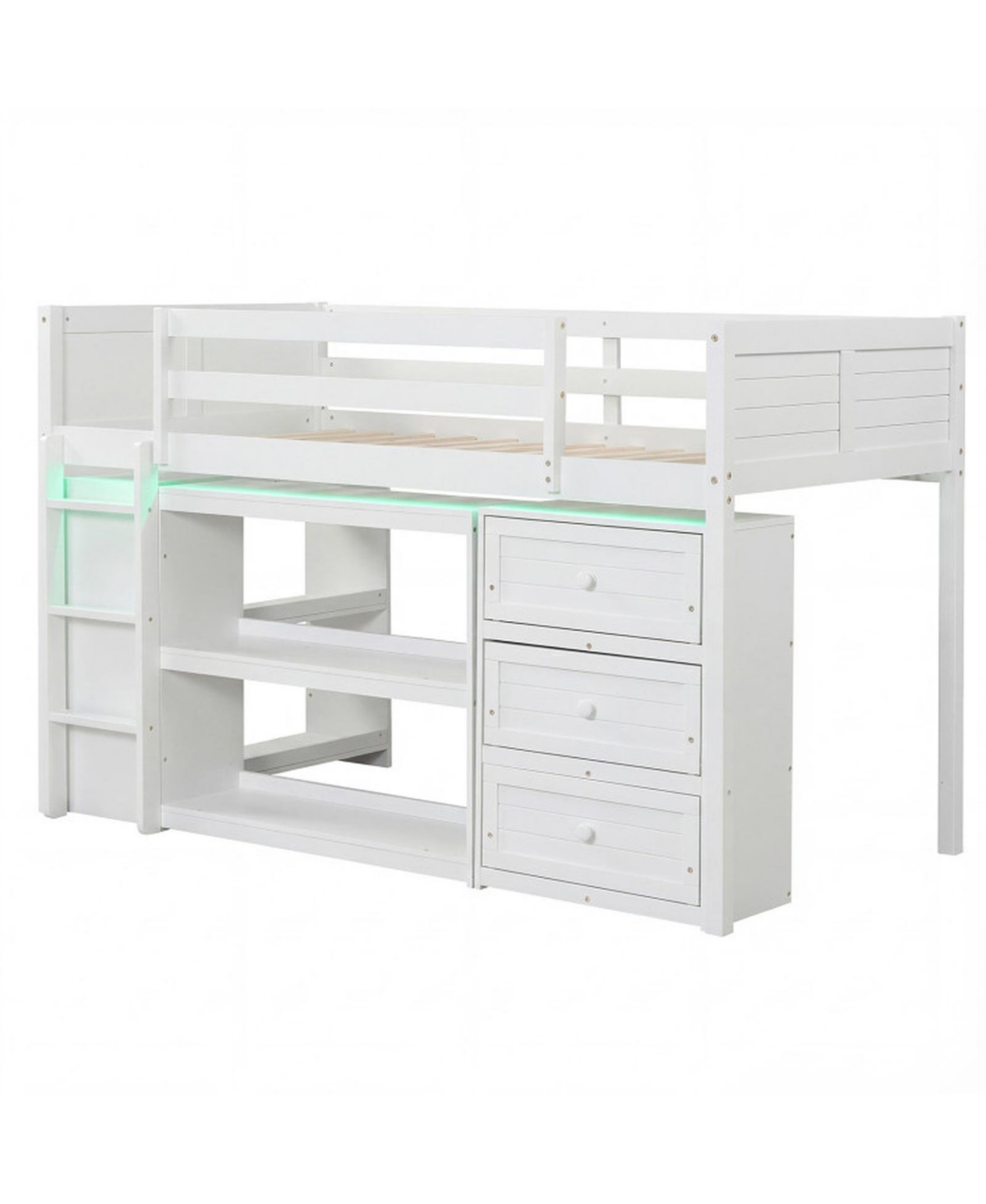 Click here for Sugift Twin Size Wooden Loft Bed with Led Lights S... prices