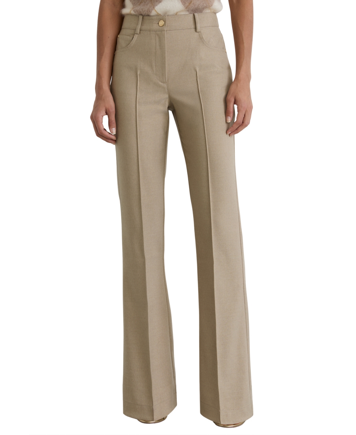 Click here for Reiss Petite Sofia Flared Twill Seam-Detail Pants... prices