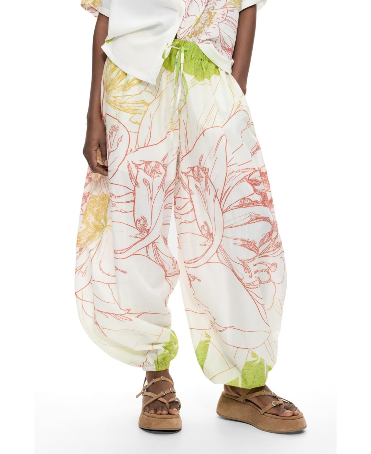 Click here for Desigual Womens Floral-Print Pull-On Balloon Pants prices