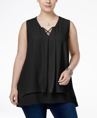 Monteau Trendy Plus Size Tiered Top - Macy's