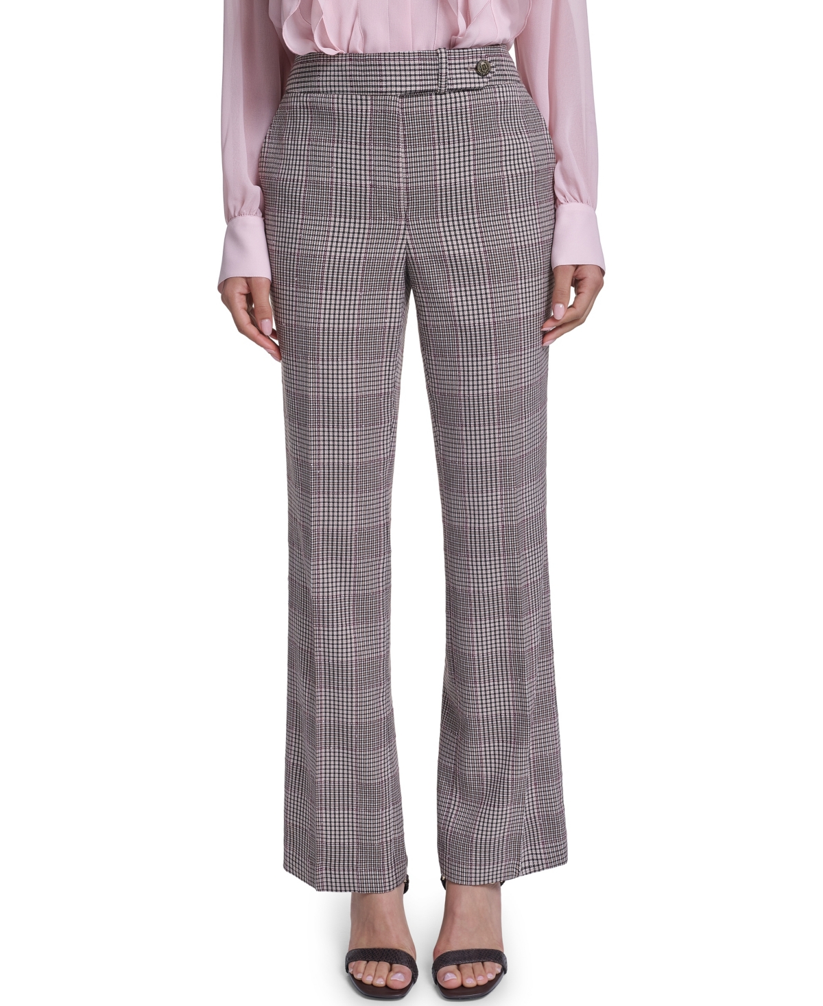 Click here for Karl Lagerfeld Paris Petite Plaid Flared Pants - C... prices