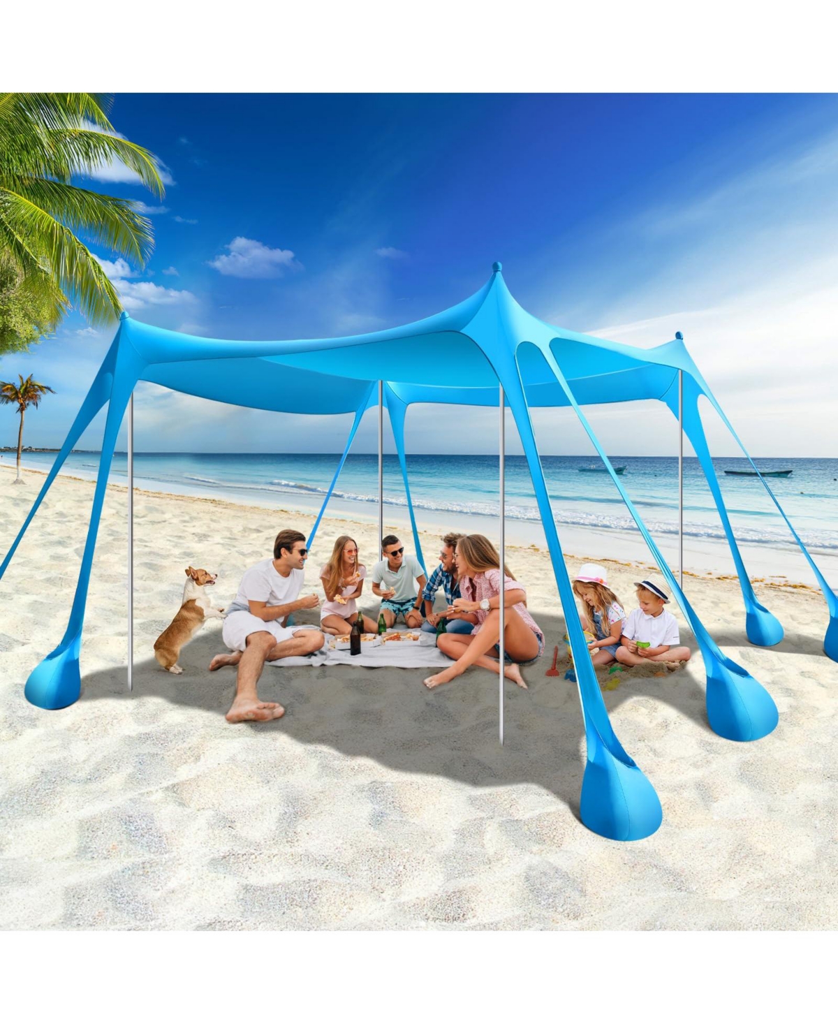 Click here for Aofar Beach Tent Shade Sun Shelter Sandbags Poles... prices