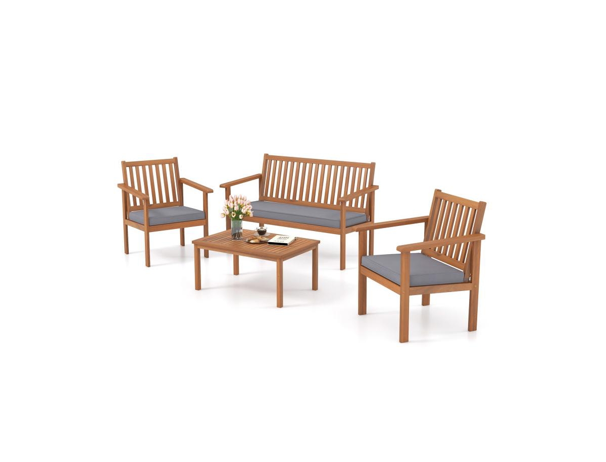 Click here for Boyel Living 4 Piece Patio Wood Furniture Set Acac... prices
