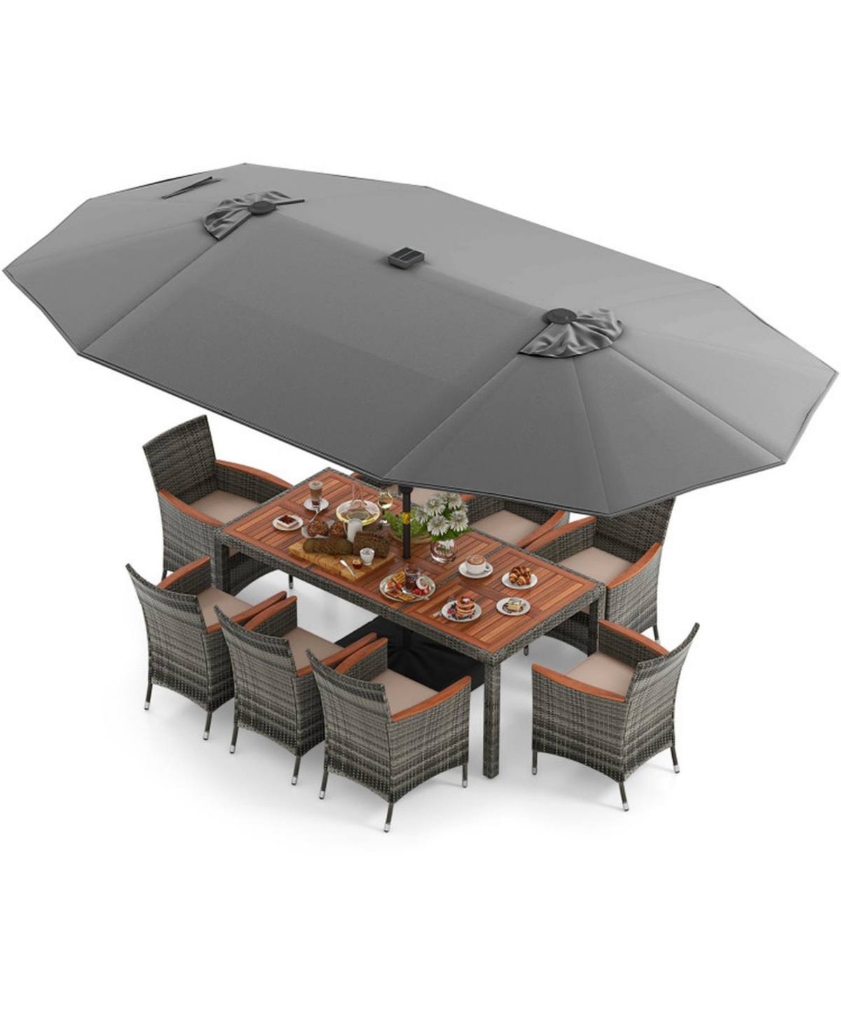Click here for Gouun 11 Piece Outdoor Patio Dining Set with Wood... prices