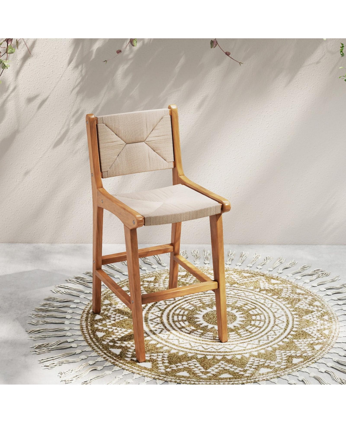 Click here for Gouun Outdoor Counter Height Bar Stool with Teak W... prices