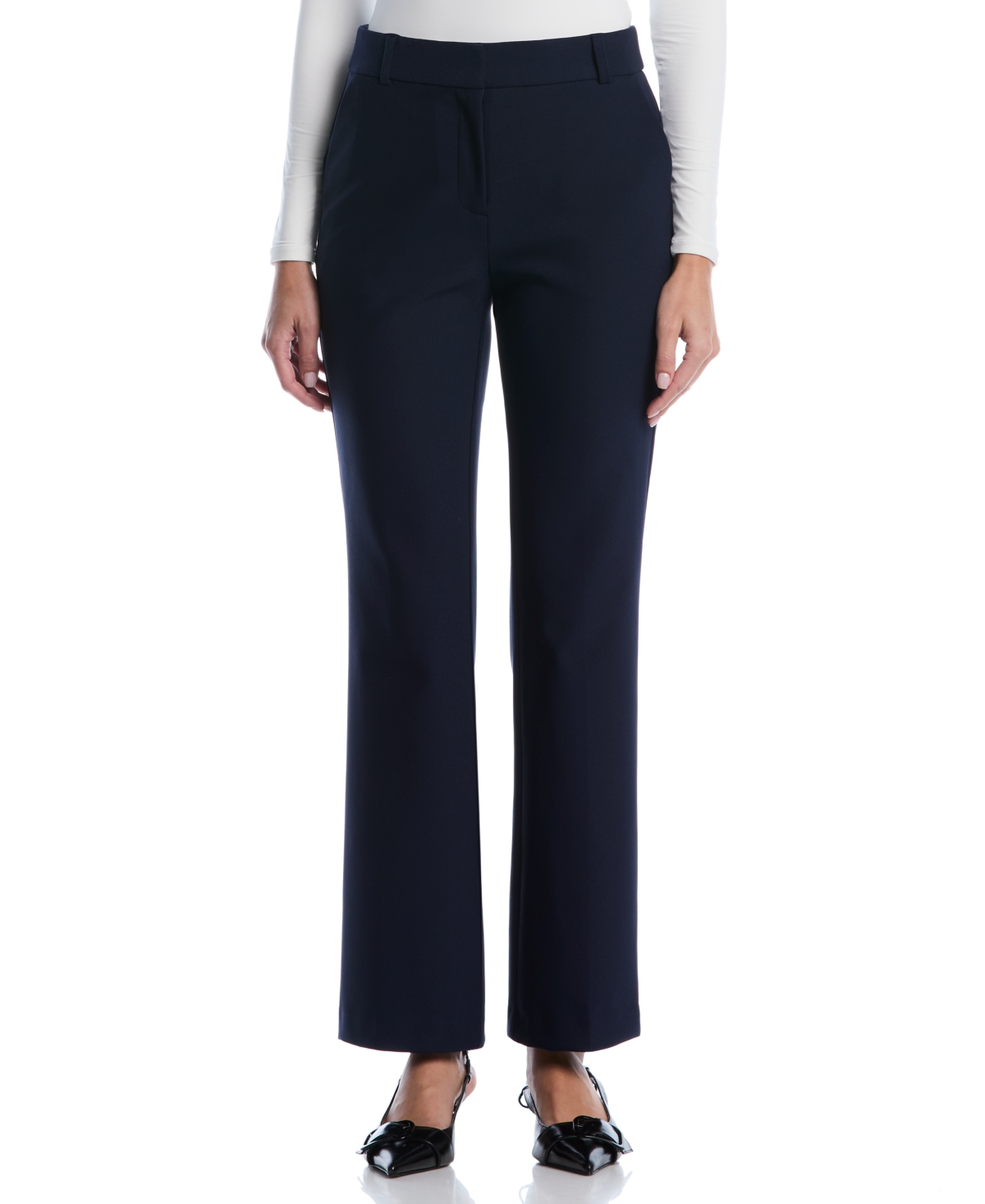 Click here for Rafaella Petite Mid-Rise Bootcut Pants - Navy prices