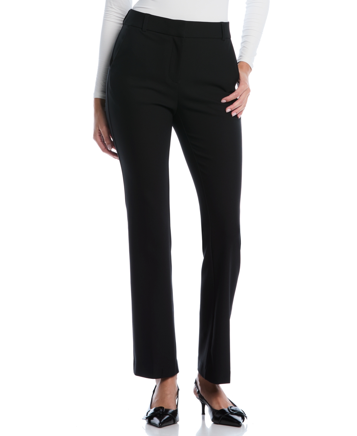 Click here for Rafaella Petite Mid-Rise Bootcut Pants - Black prices